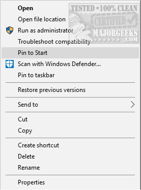 How to Restore Missing Pin to Start Context Menu in Windows 10 - MajorGeeks